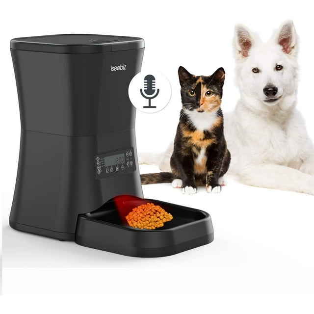 Pet Feeder Food Dispenser for Cats Dogs Features Voice Recording, Timer ...