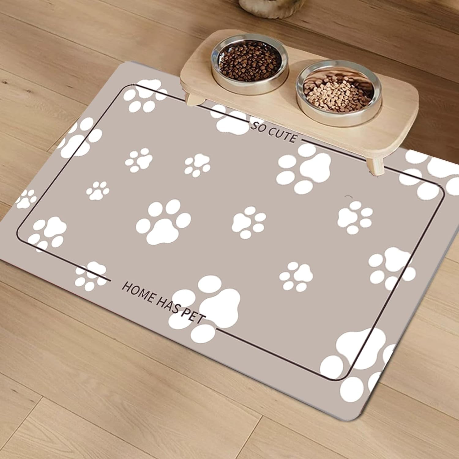 Pet Feeding Mat 12"×20" Absorbent Dog Mat for Dog Food and Water Bowls ...