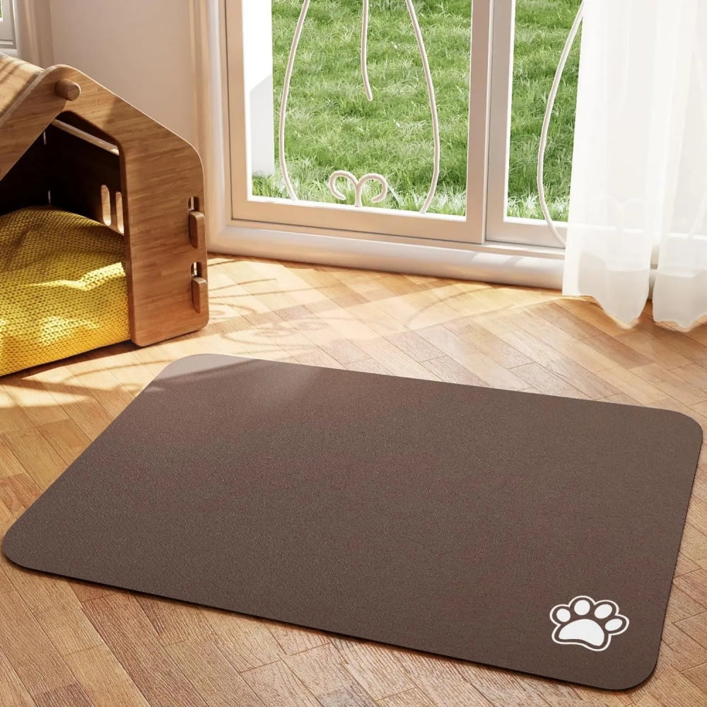 Pet Feeding Mat Absorbent Dog Cat Mat for Food and Water Easy to Clean ...
