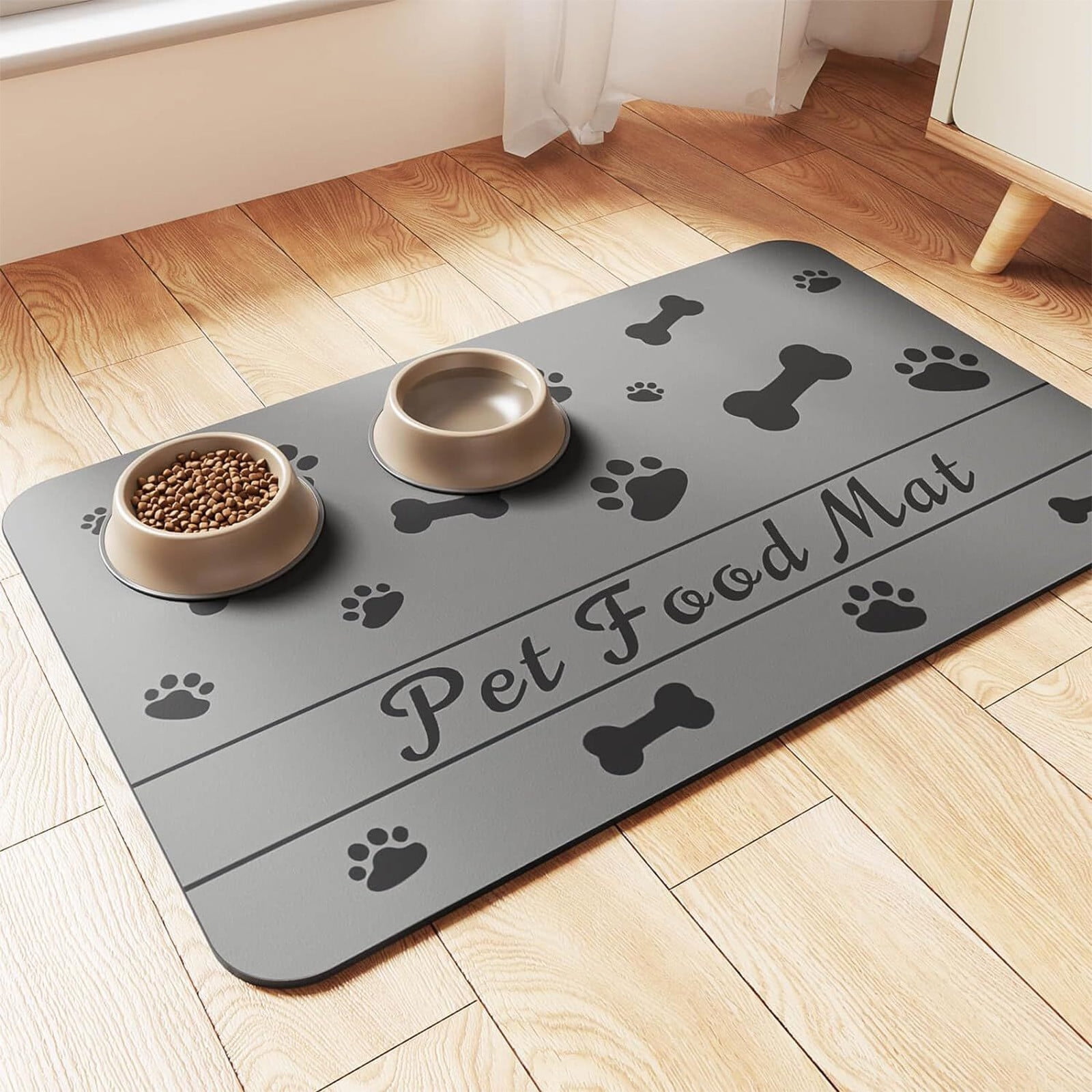 Pet Feeding Mat - Absorbent Dog Food Mat for Floors Waterproof, DELESYS ...