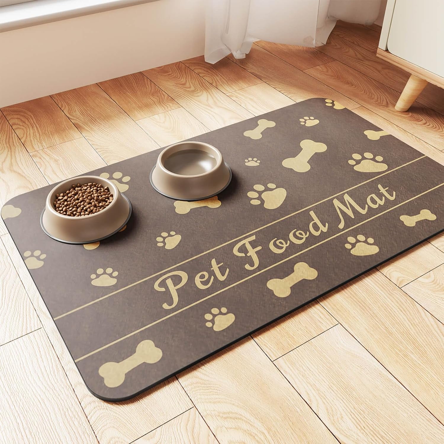Pet Feeding Mat-Absorbent Pet Placemat for Food and Water Bowl, with ...