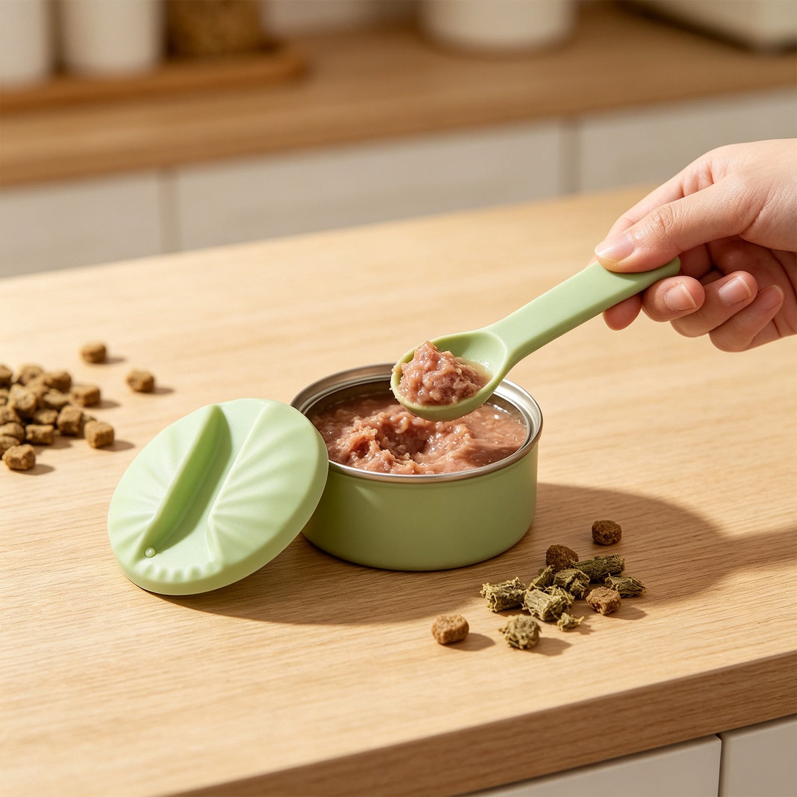 Pet Food Can Lids with Opening Spoon, Reusable Silicone Cover for Cat ...