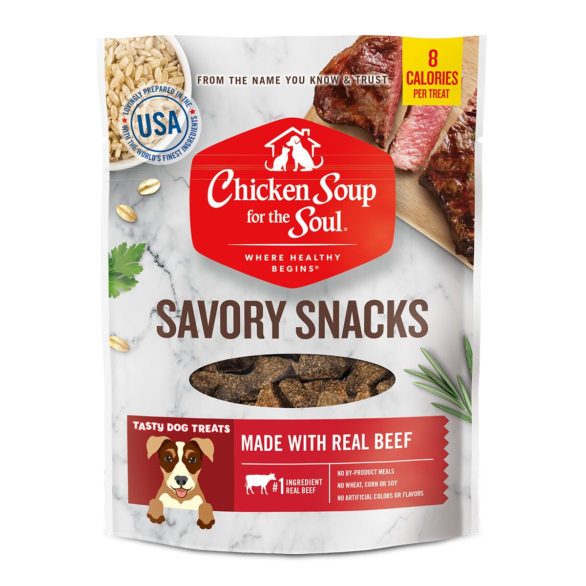 Pet Food Savory Snacks Dog Treats, Beef, 6 Ounce Bag | Soy, Corn ...