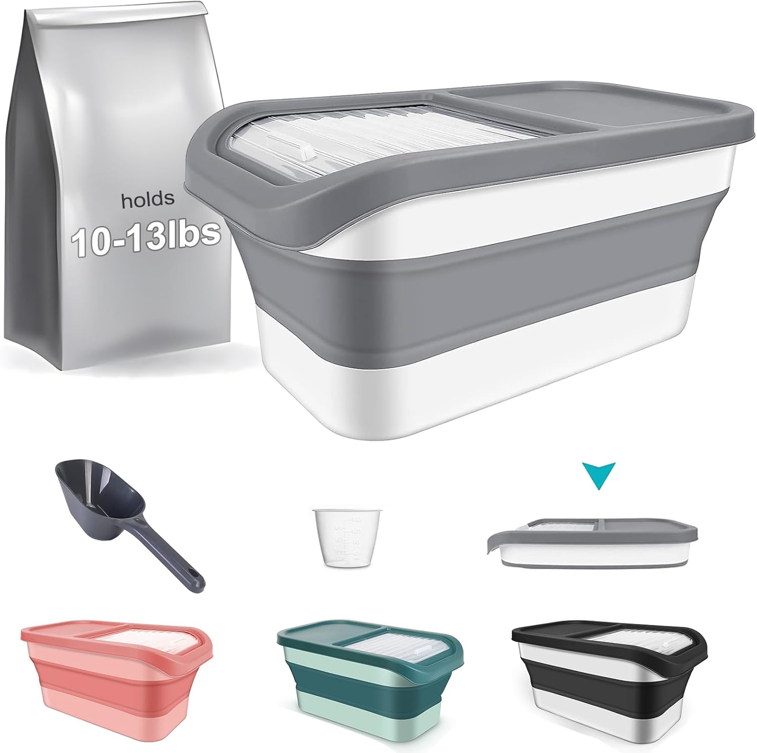 Pet Food Storage Containers, Collapsible Dog Food Container with ...