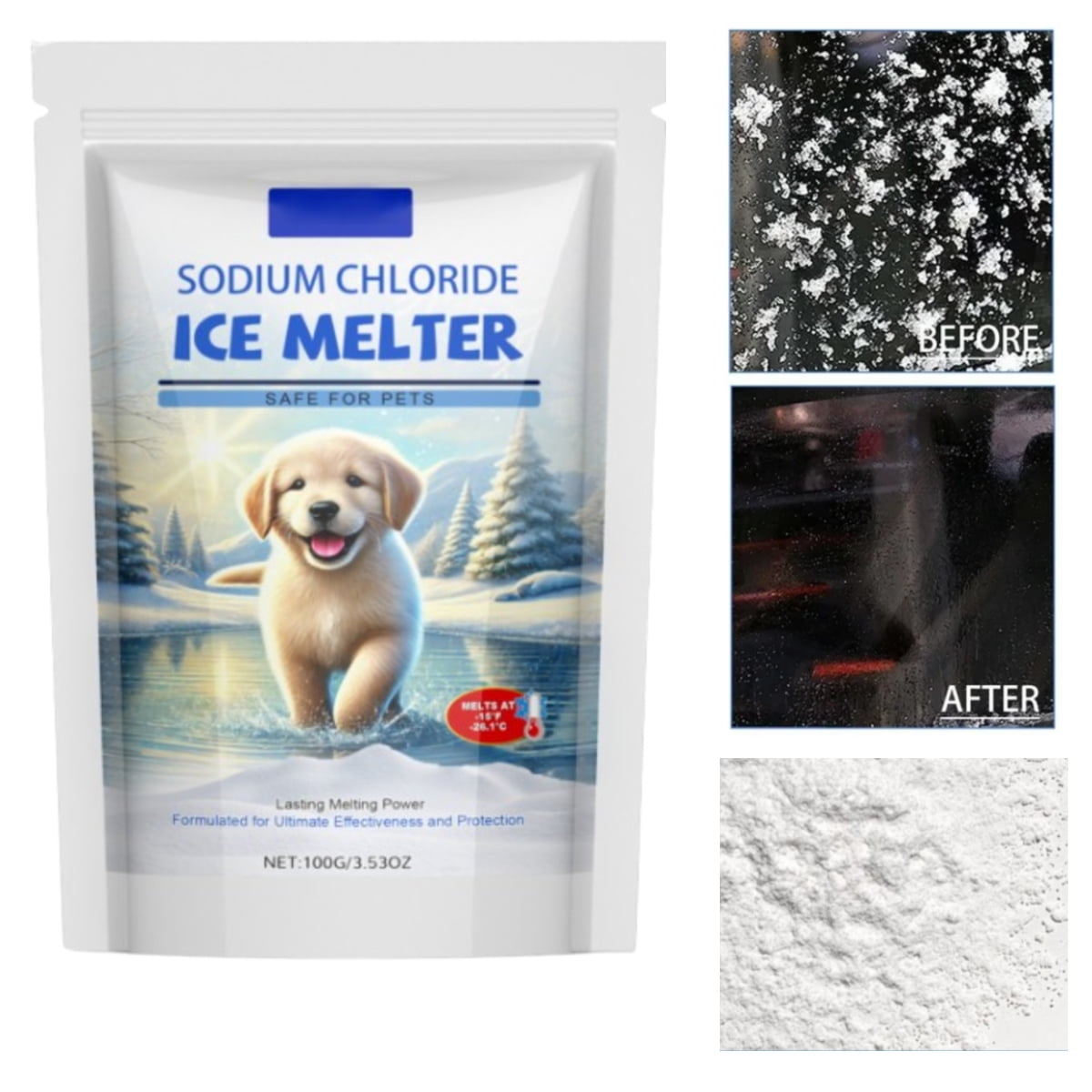 Pet Friendly Ice Melt, Pet Safe Ice Melt,100G Snow Salt Ice Melt Pet ...