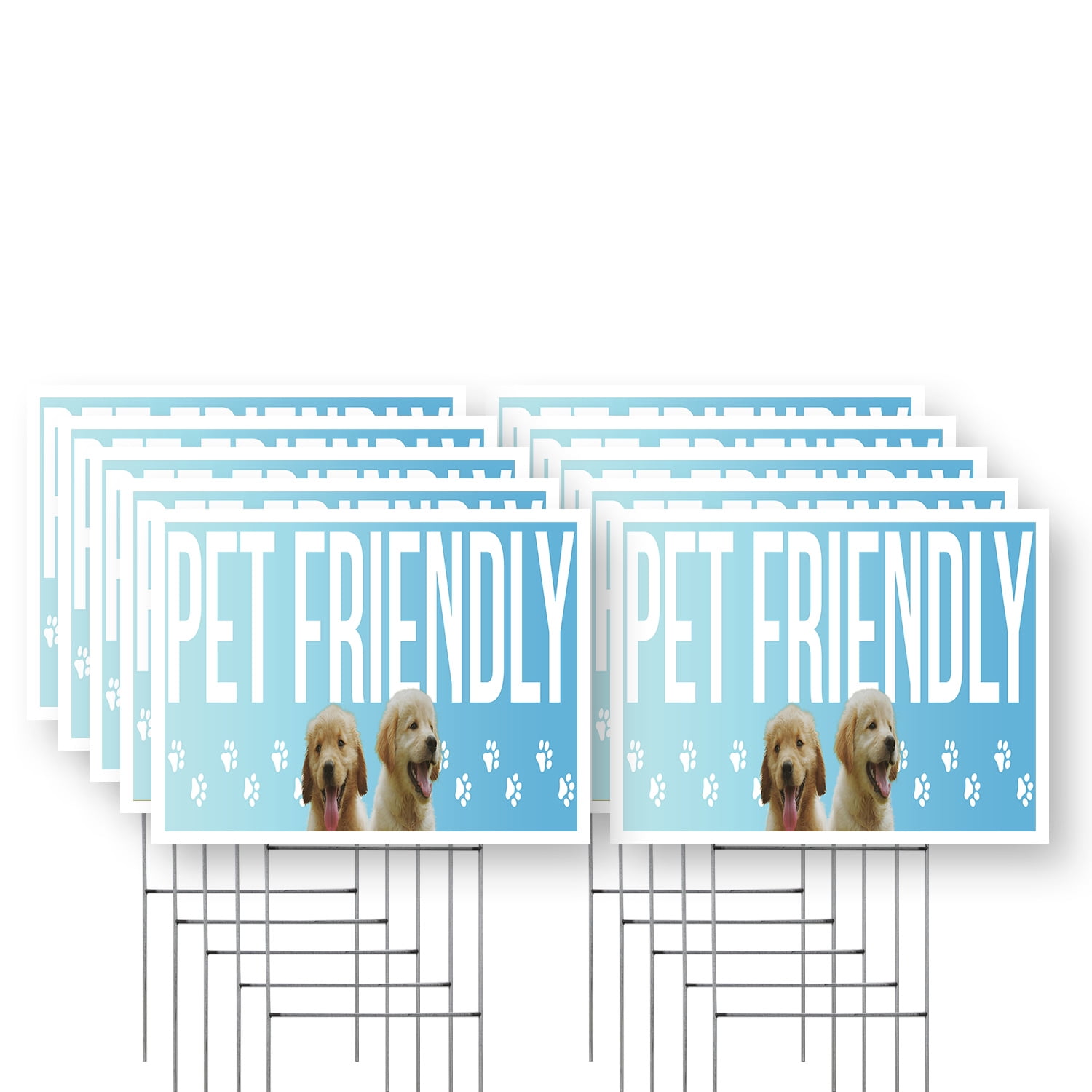 Pet Friendly Yard Sign 10 Pack of 12 Inch x 16 Inch Double Sided ...