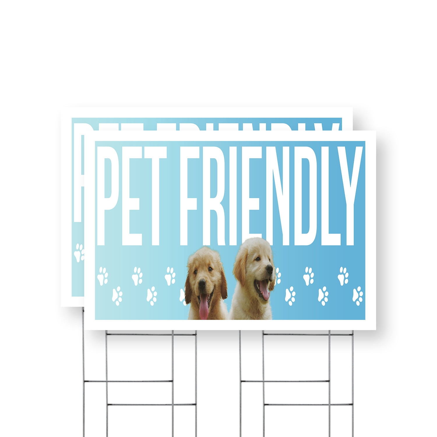 Pet Friendly Yard Sign 2 Pack of 24 Inch x 36 Inch Double Sided ...