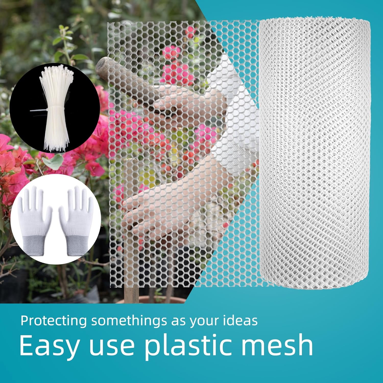 Pet & Garden White Plastic Netting 15.7IN x 49.2FT Roll - Multi-Use ...