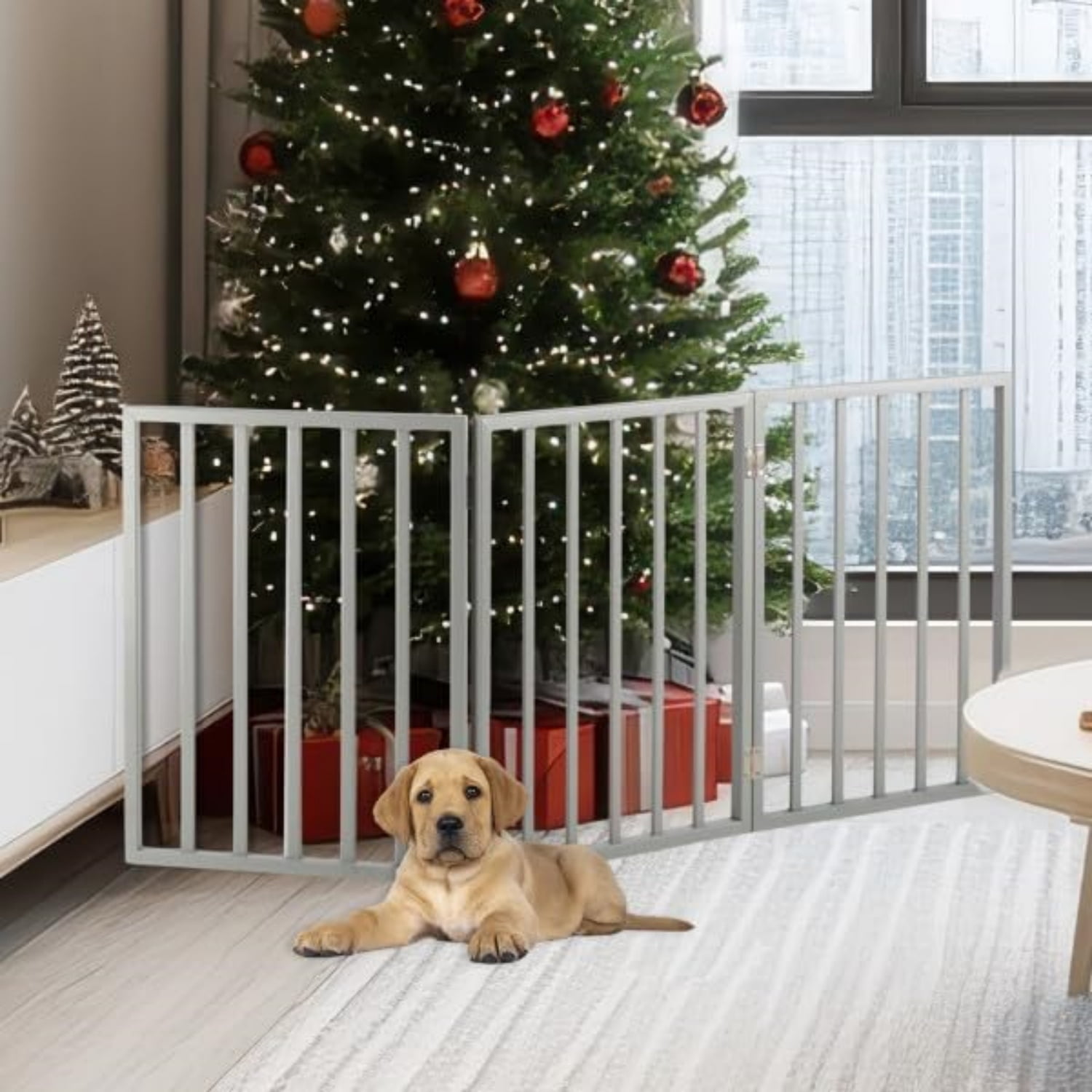 Pet Gate - 3-Panel Indoor Foldable Dog Fence for Stairs, Hallways, or ...