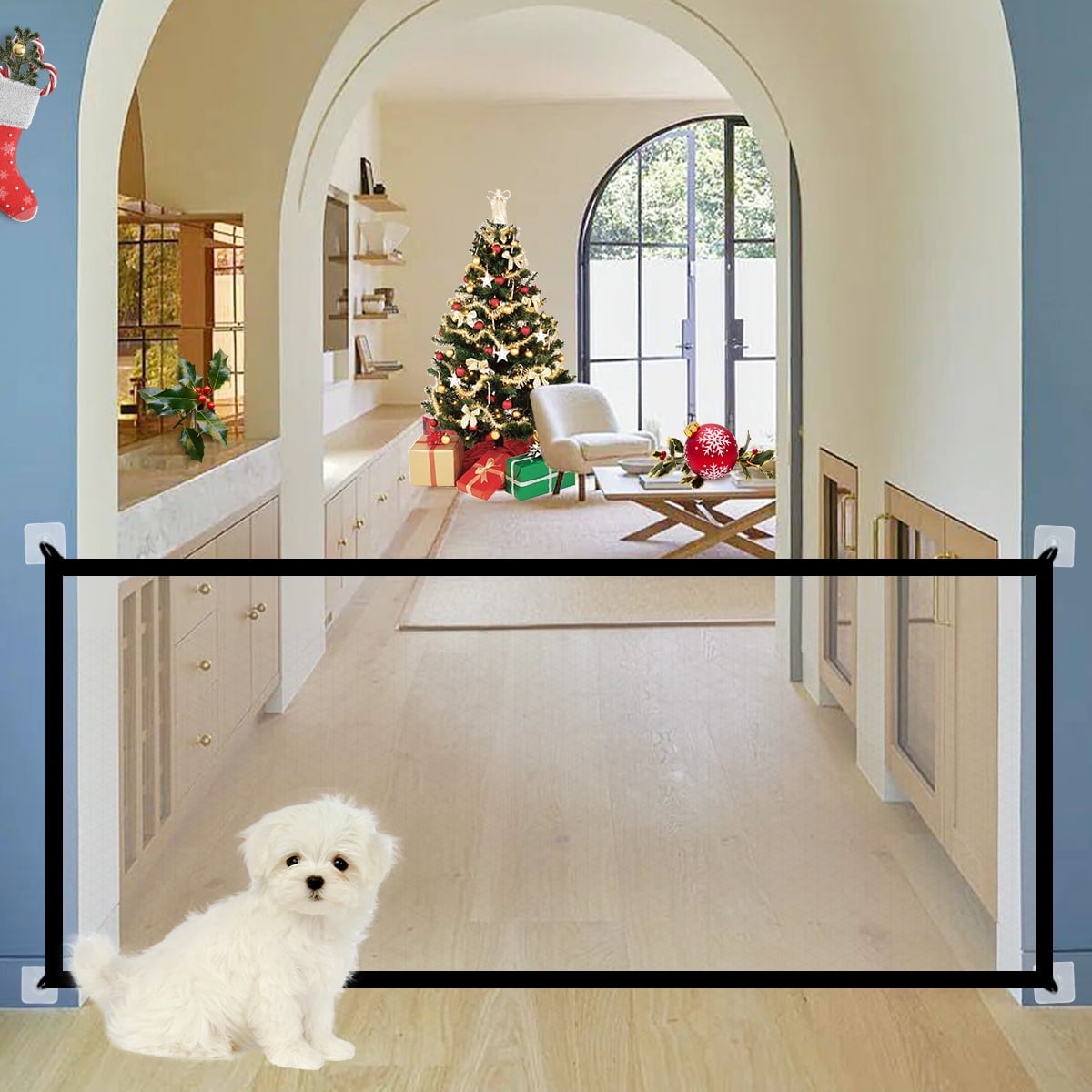 Pet Gate, Baby Gate, Magic Mash Gate Portable Folding Mesh Gate Safety ...