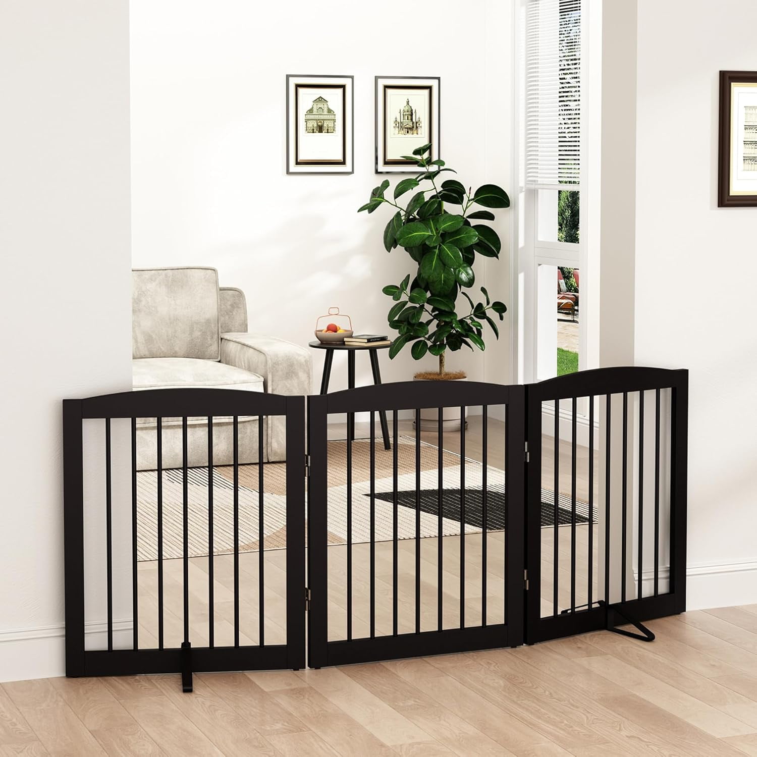 Pet Gate for Dogs, Foldable Wooden Dog Gate for House, Indoor Dog Gate ...