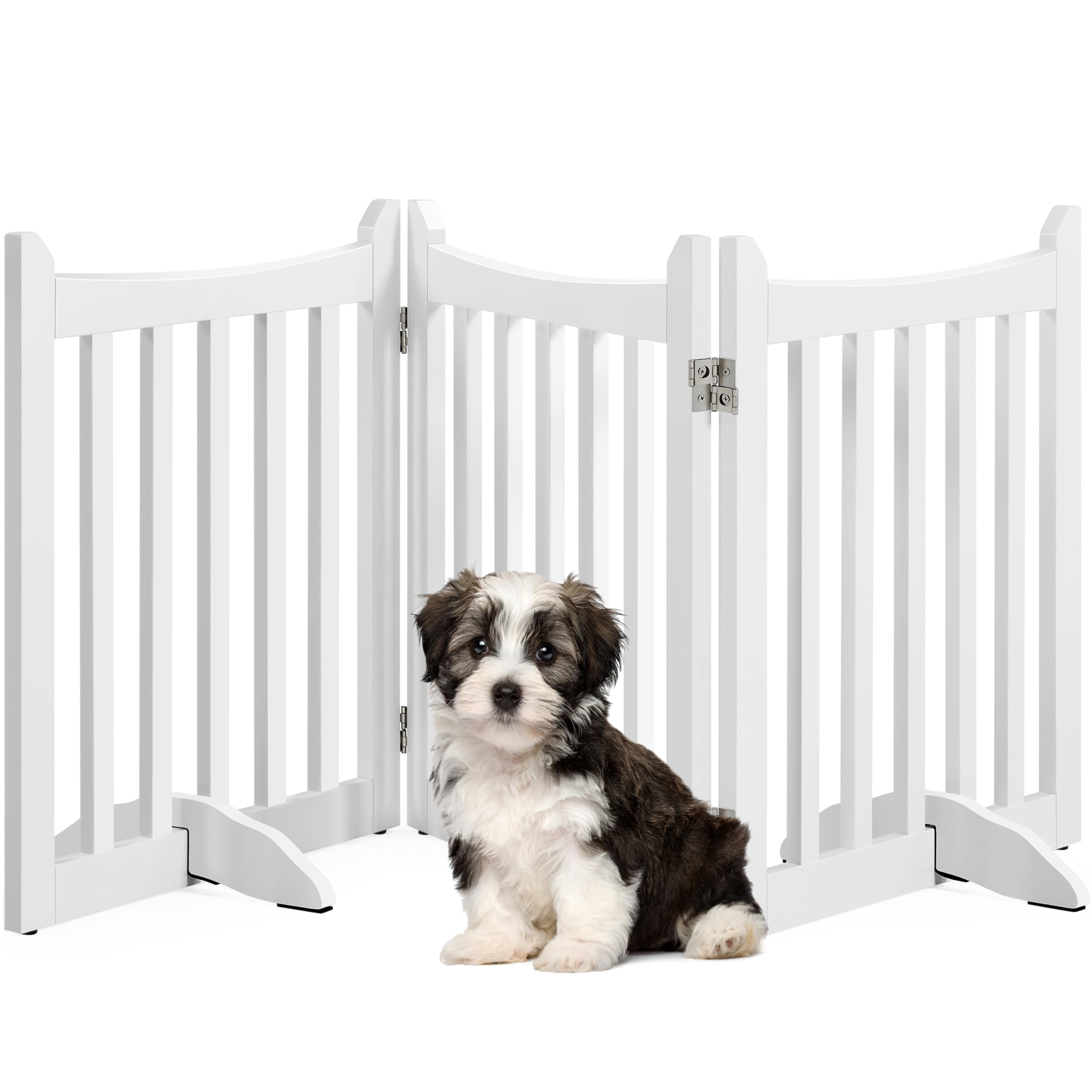 Pet Gate Indoor Wooden Foldable 3 Panel Dog Fence 24 Inch Tall for ...