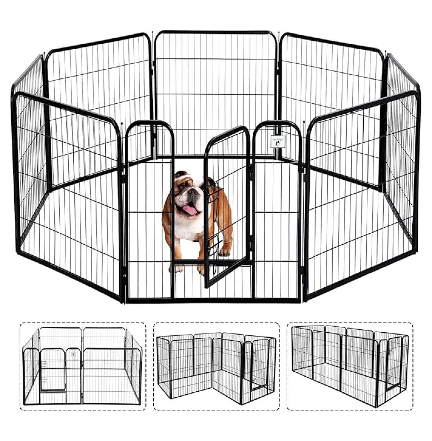 Pet Gate, Large Dog Kennel Puppy Playpen Dog Fence 40 Inch Exercise Pen ...