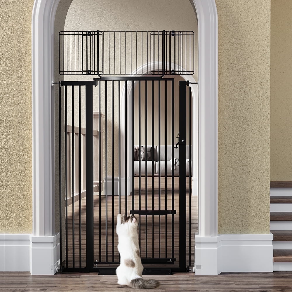 Pet Gate With Cat Door,71 inch Extra Tall Dog Gate,29.5''-40.6''Wide ...