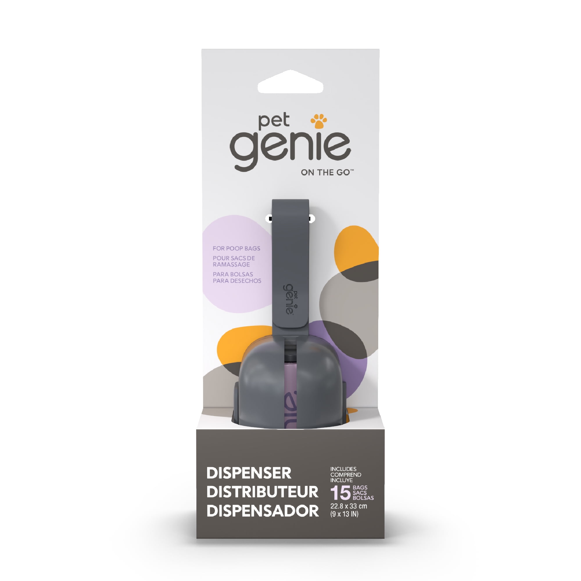 Pet Genie on the Go Dog Poop Bags Dispenser, Roll of 15 Lavender ...