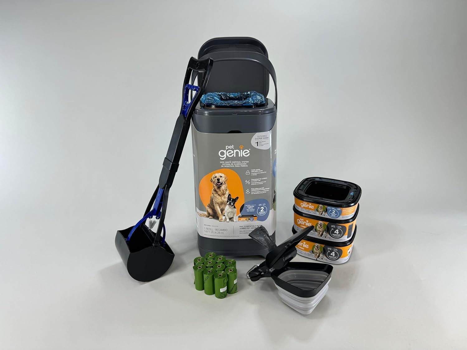 Pet Genie Waste Management Kit - Includes Tall Waste Scoop & Portable ...