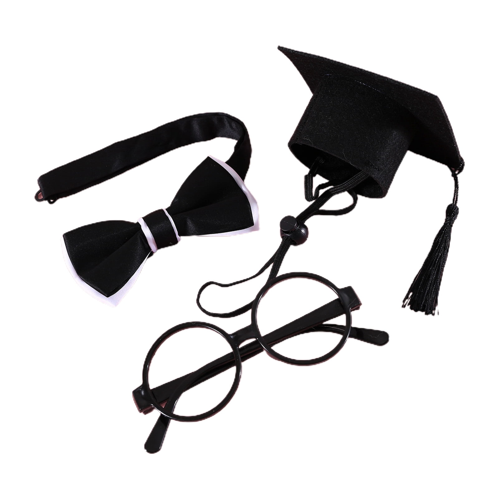 Pet Graduation Suit Set - Adorable Adjustable Felt Hat, Collar, Glasses ...
