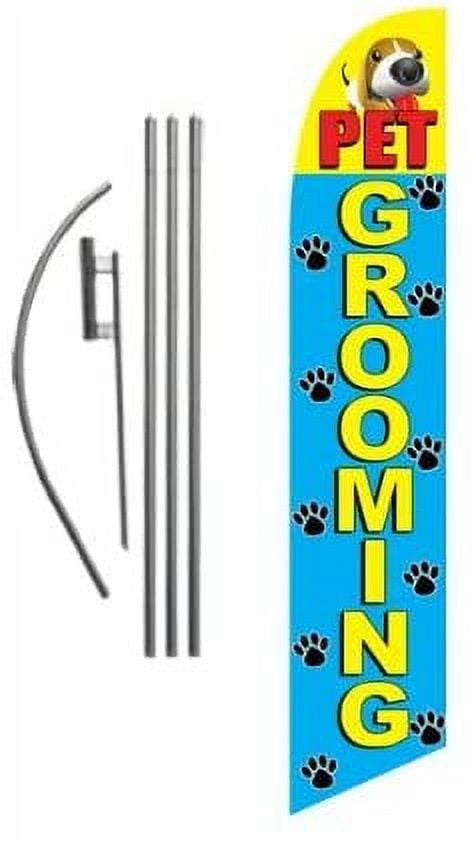 Pet Grooming Advertising Feather Banner Swooper Flag Set with 15 Foot ...