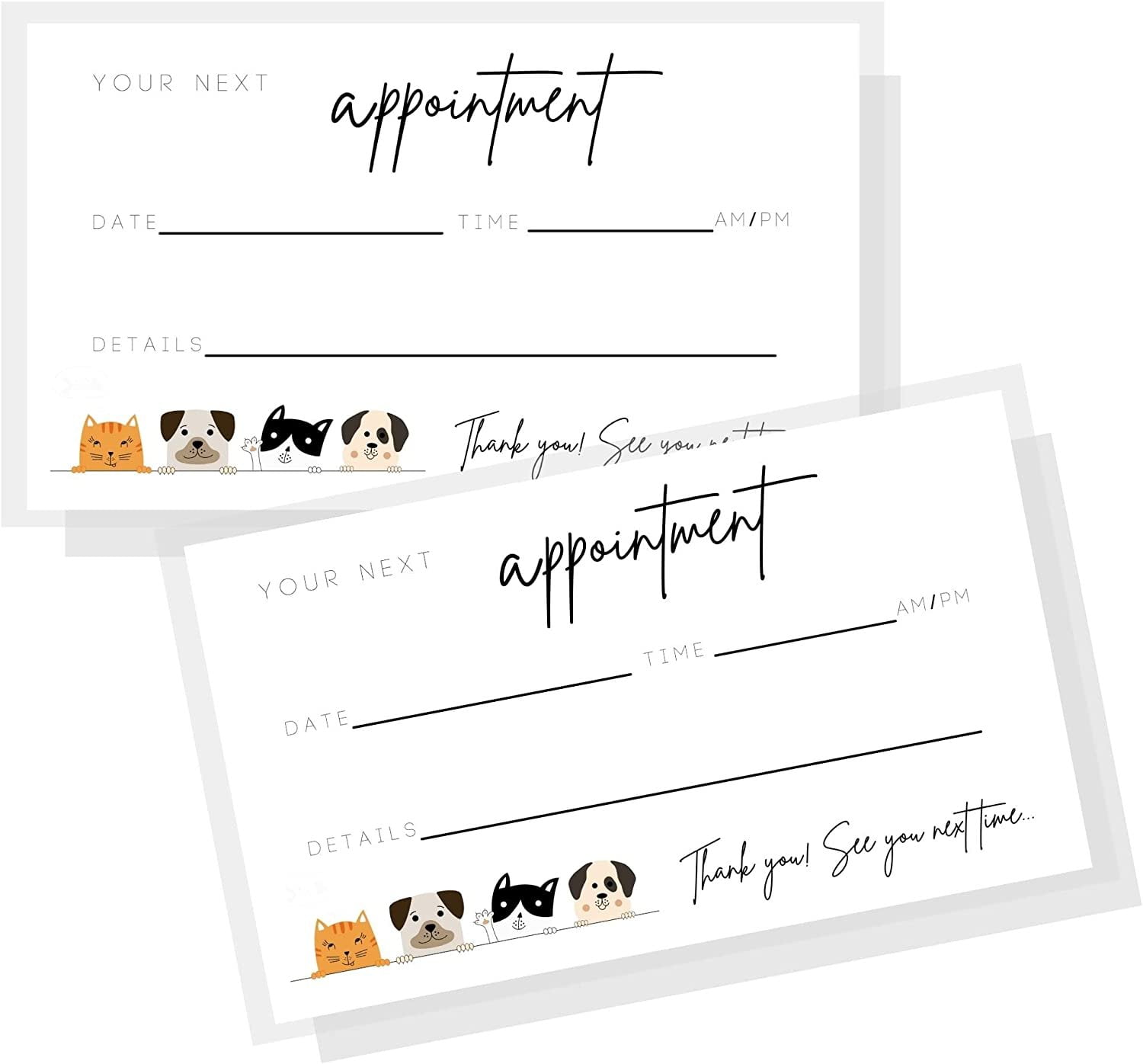 Pet Grooming Appointment Reminder Cards Physical Printed 2x3.5 inches ...