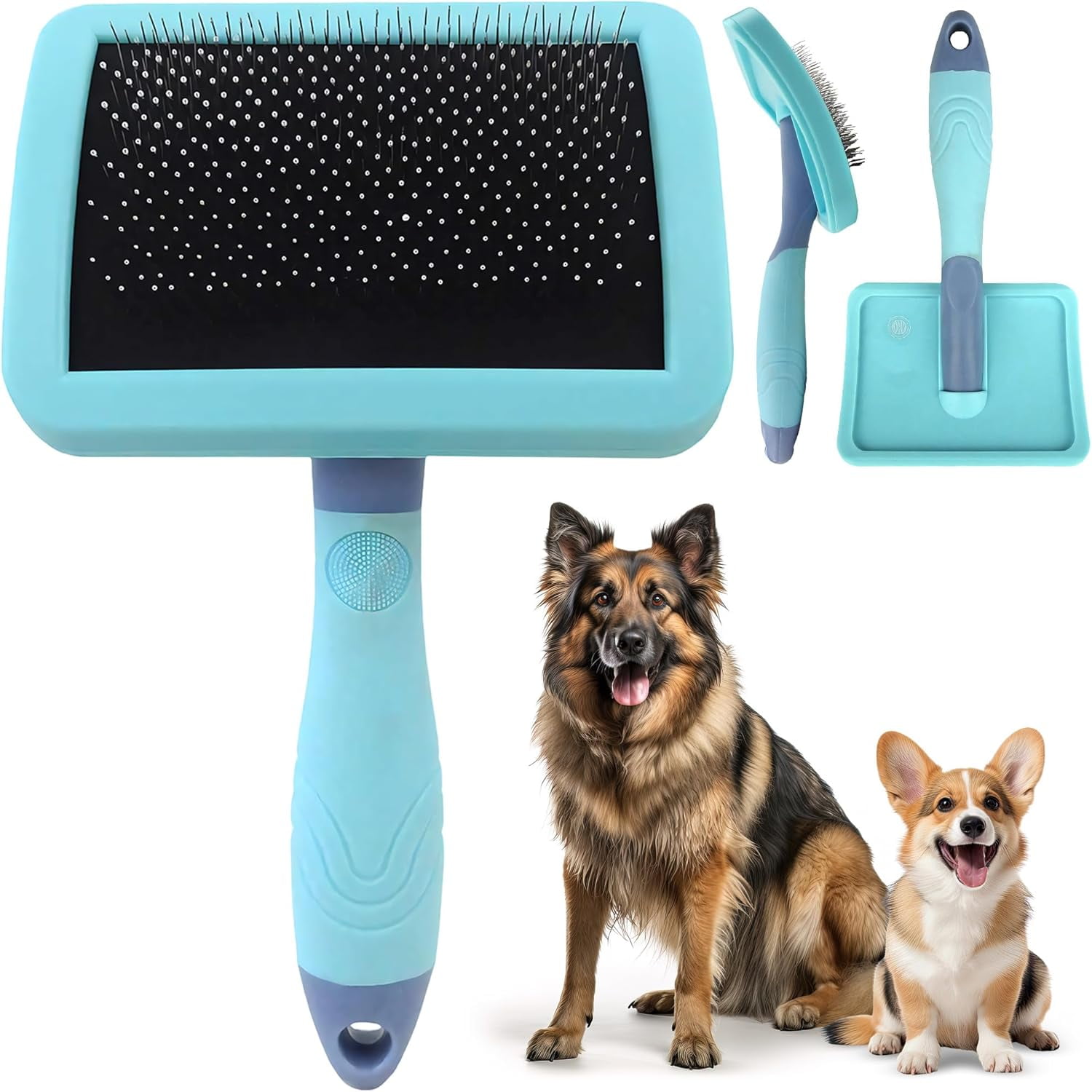 Pet Grooming Brush for Dogs and Cats - 2-in-1 Deshedding and Detangling ...