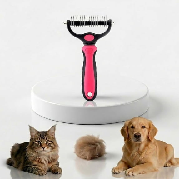 Pet Grooming Brush for Dogs & Cats, Double-Sided Deshedding ...