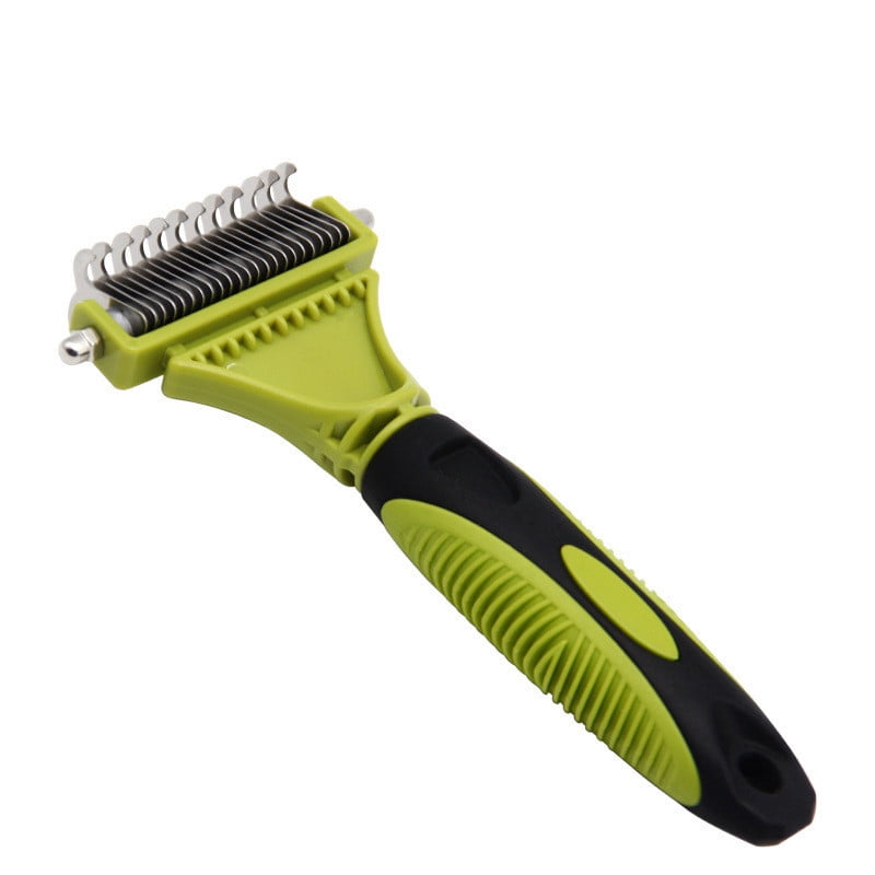Pet Grooming Brush, Double Sided Undercoat Rake for Dogs & Cats ...