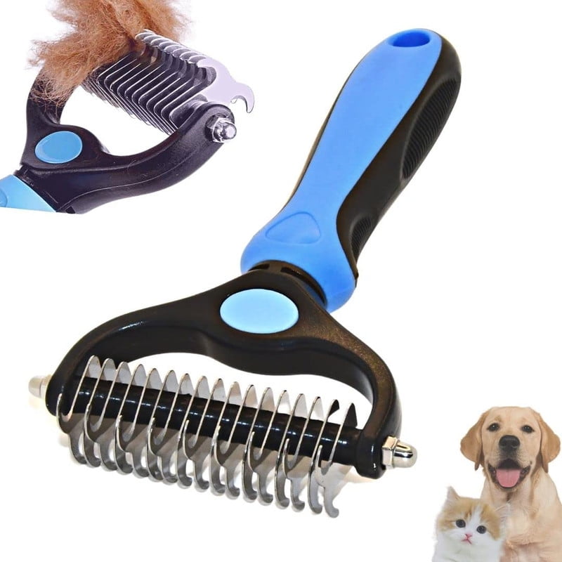 Pet Grooming Combo, Double-Sided Dematting Deshedding Undercoat Rake ...
