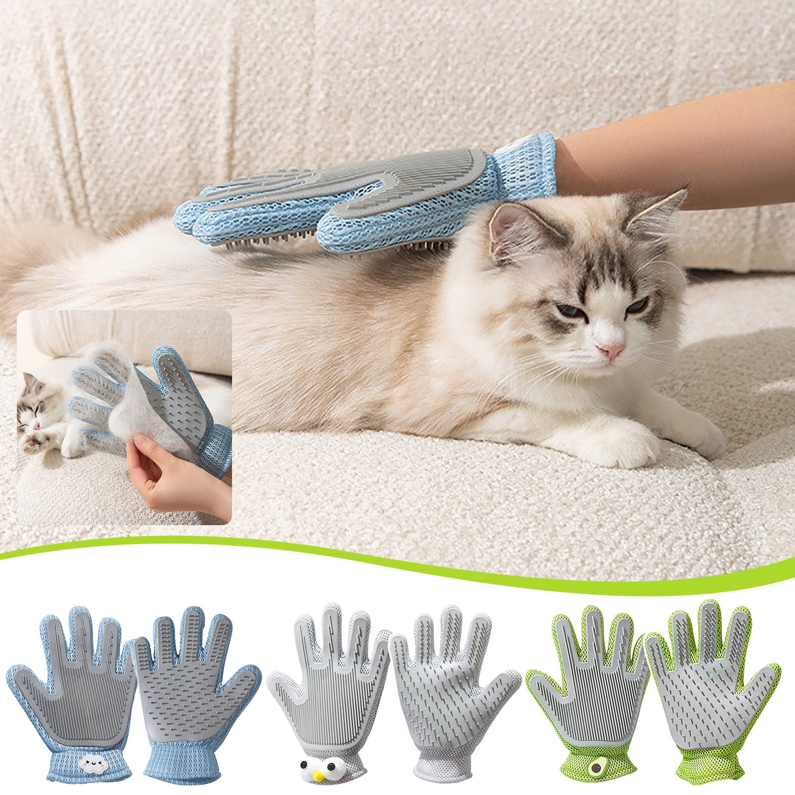 Pet Grooming Glove Brush - Gentle Deshedding Tool for Dogs and Cats ...