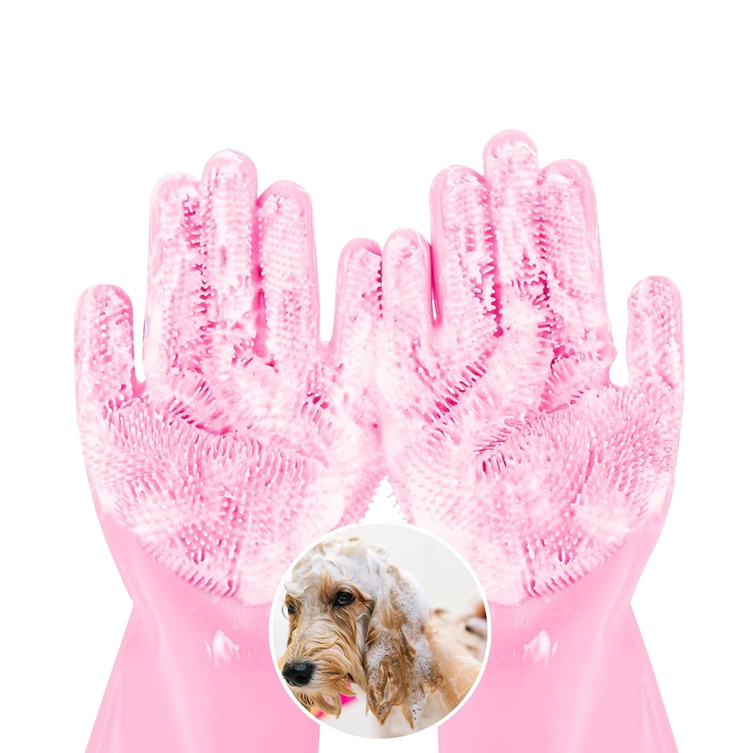 Pet Grooming Gloves, Dog Washing Gloves with High-Density Teeth, Heat ...