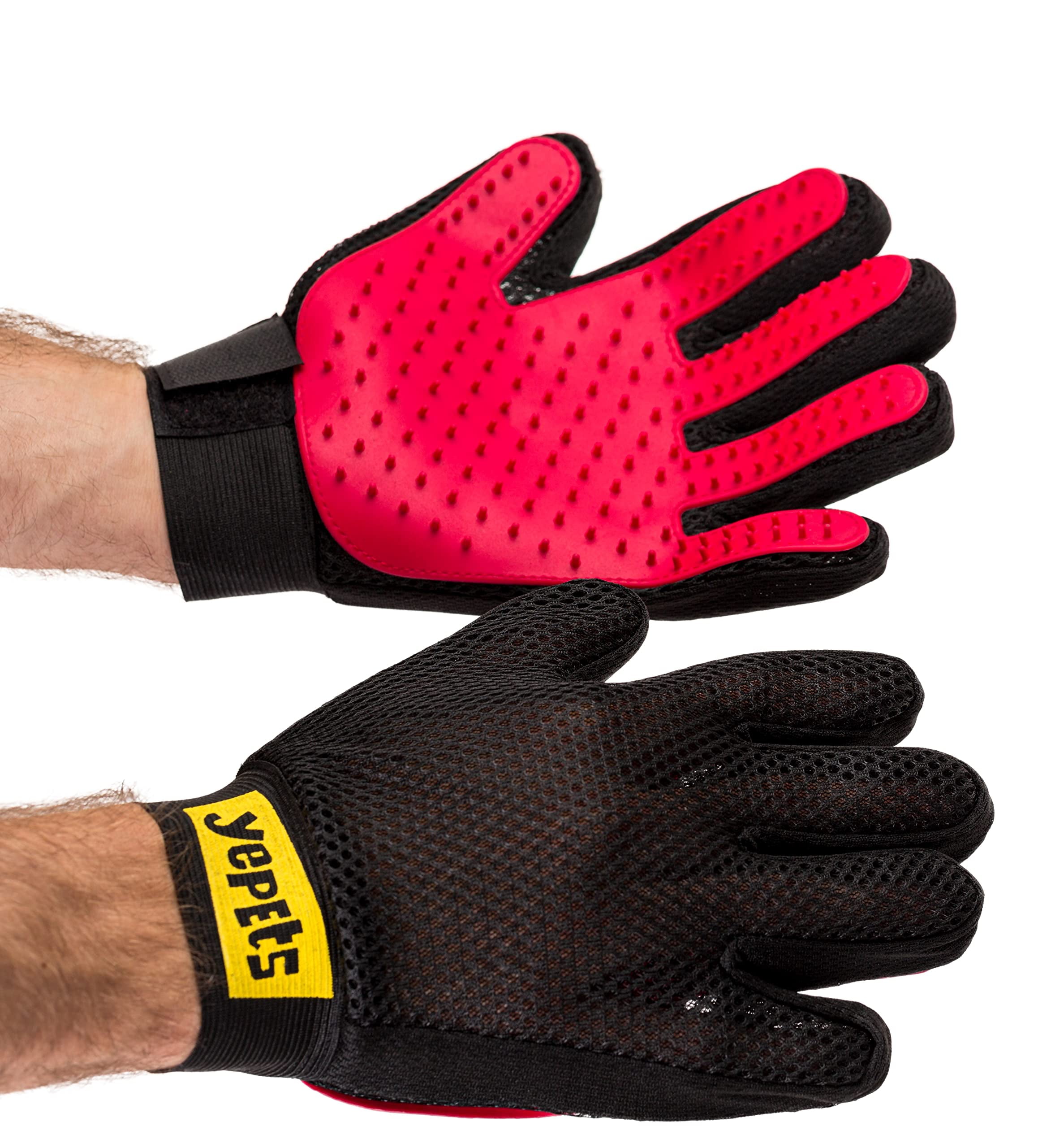 Pet Grooming Gloves (Red) - Perfect Design for Grooming, Deshedding ...