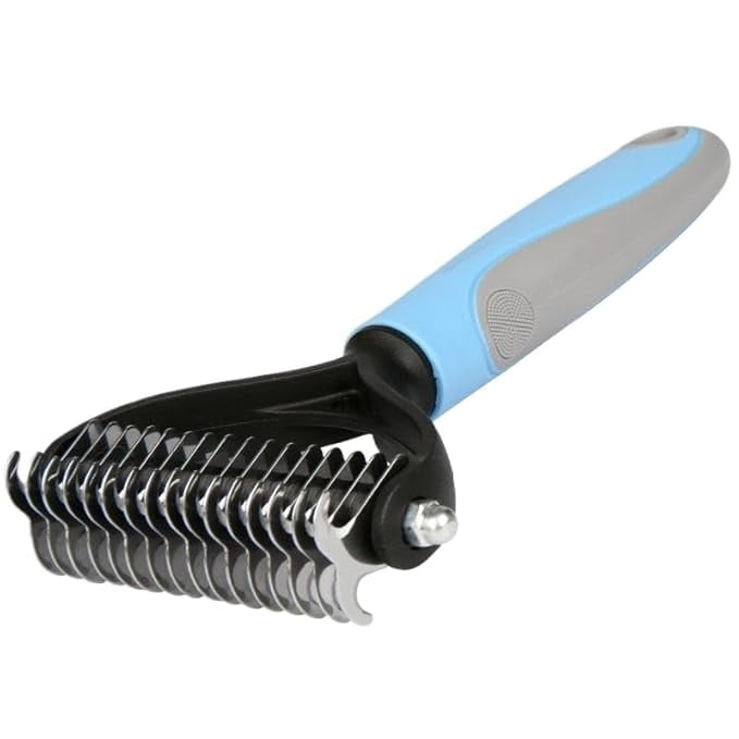 Pet Grooming Rake - Double-Sided Deshedding Dematting Tool, Undercoat ...