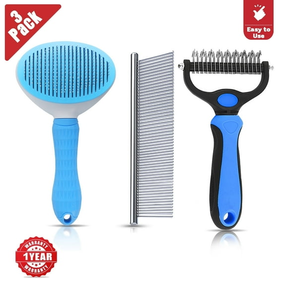 Pet Grooming Brush - Double Sided Shedding And Dematting Undercoat Rake ...