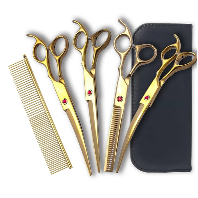 Pet Grooming Scissor Set with Combs and Bag Pet Grooming Scissors ...