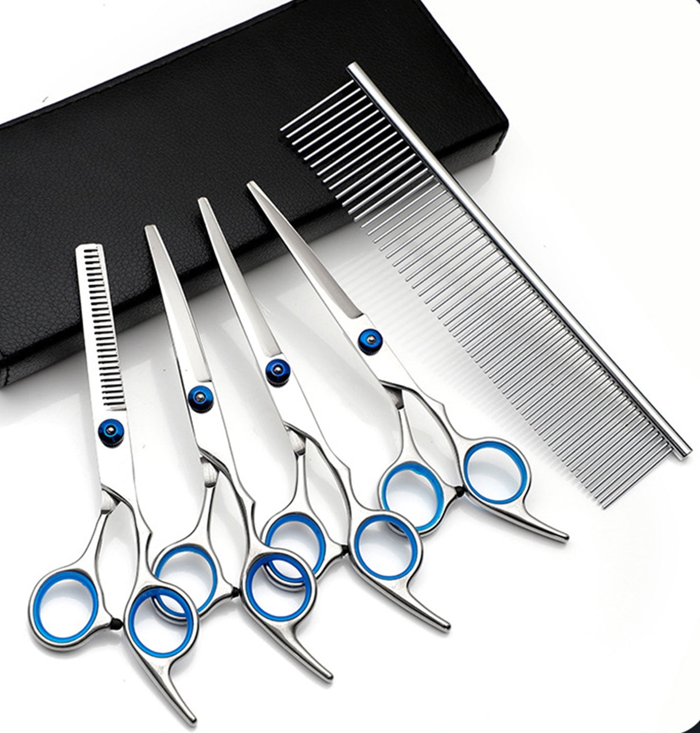 Pet Grooming Scissors Kit, Straight Curved Dog Cat Cutting Thinning ...