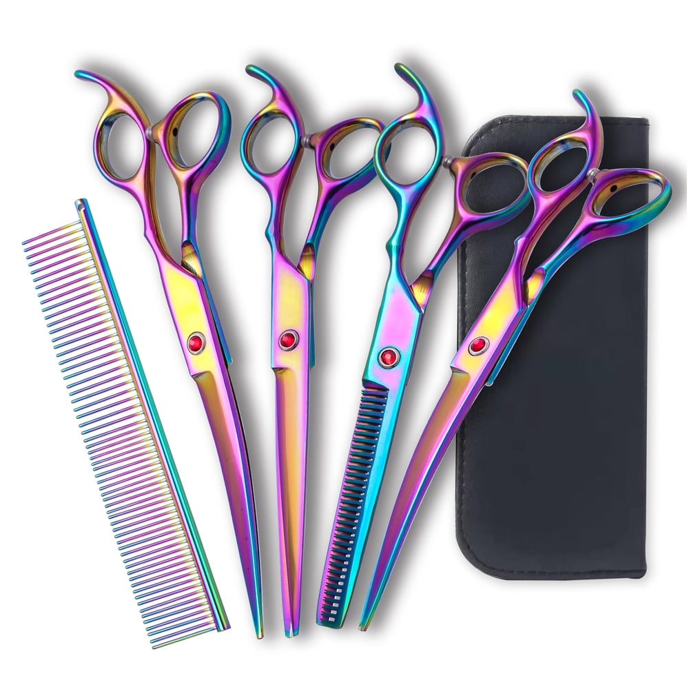 Pet Grooming Scissors chunkers Shears for Dog, Curved Dog Grooming ...