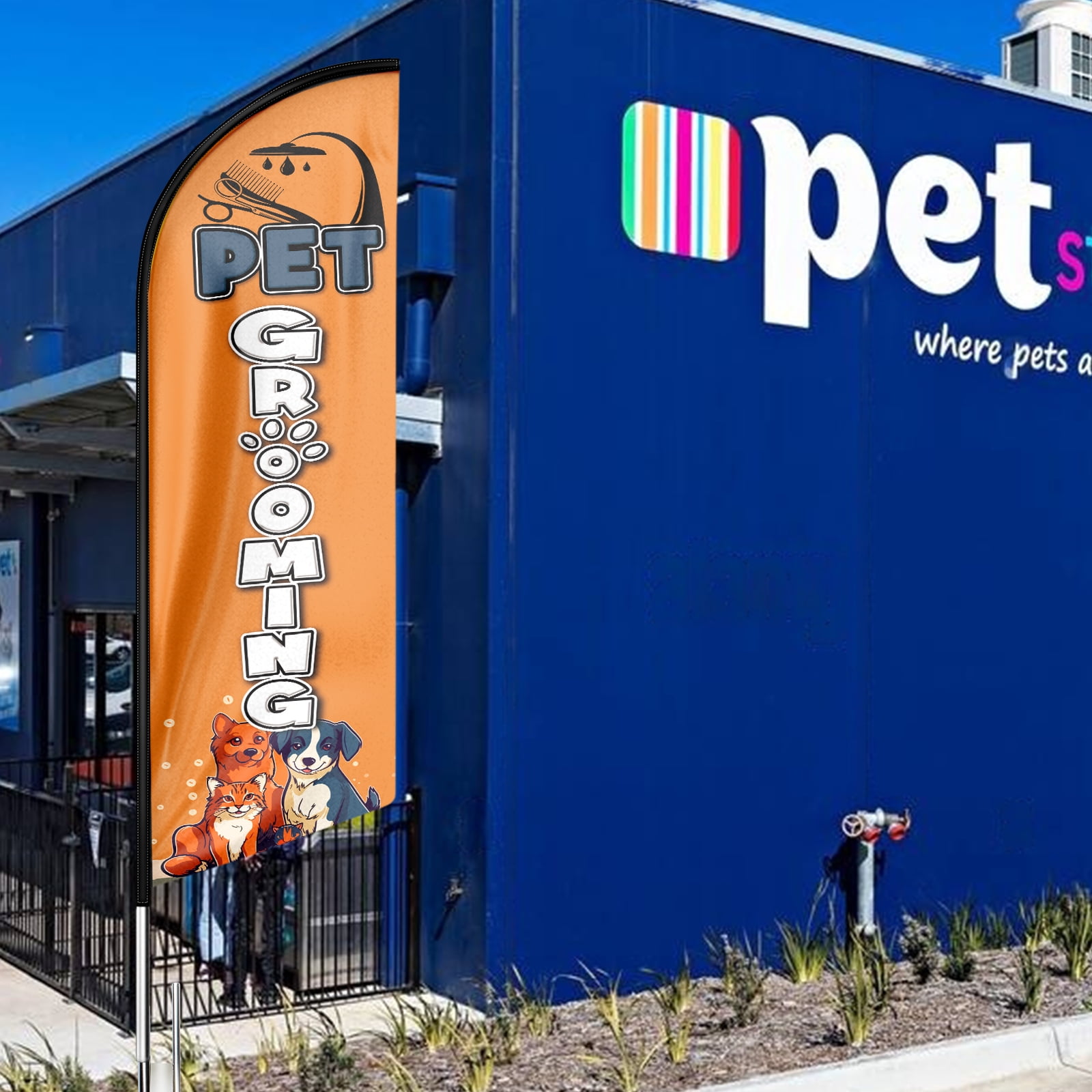 Pet Grooming Sign Feather Flag,8FT Pet Grooming outdoor advertising ...