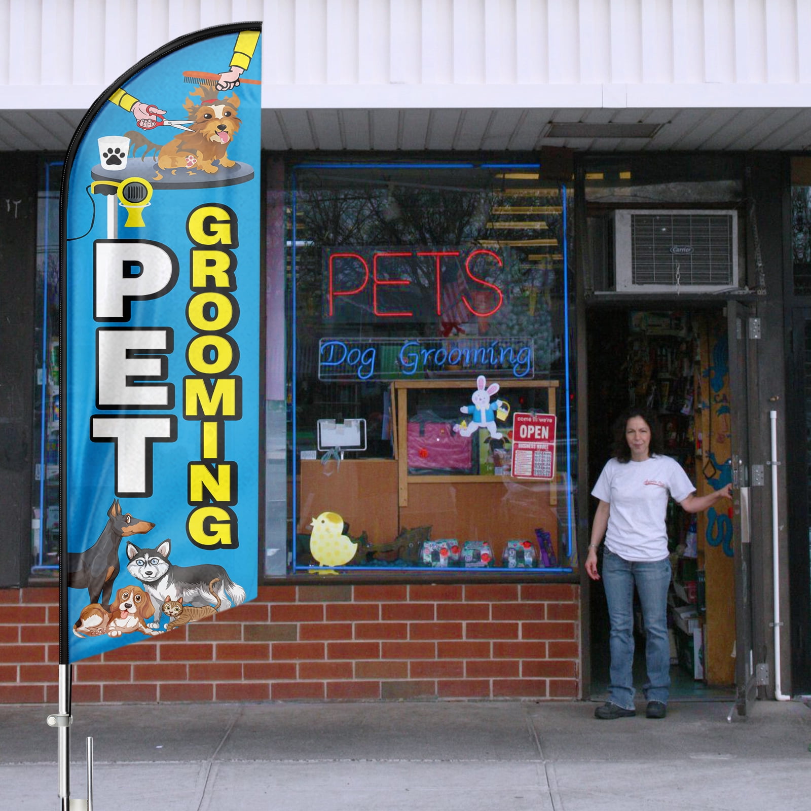 Pet Grooming Swooper Flag, 8FT Pet Grooming Advertising Feather Flag ...