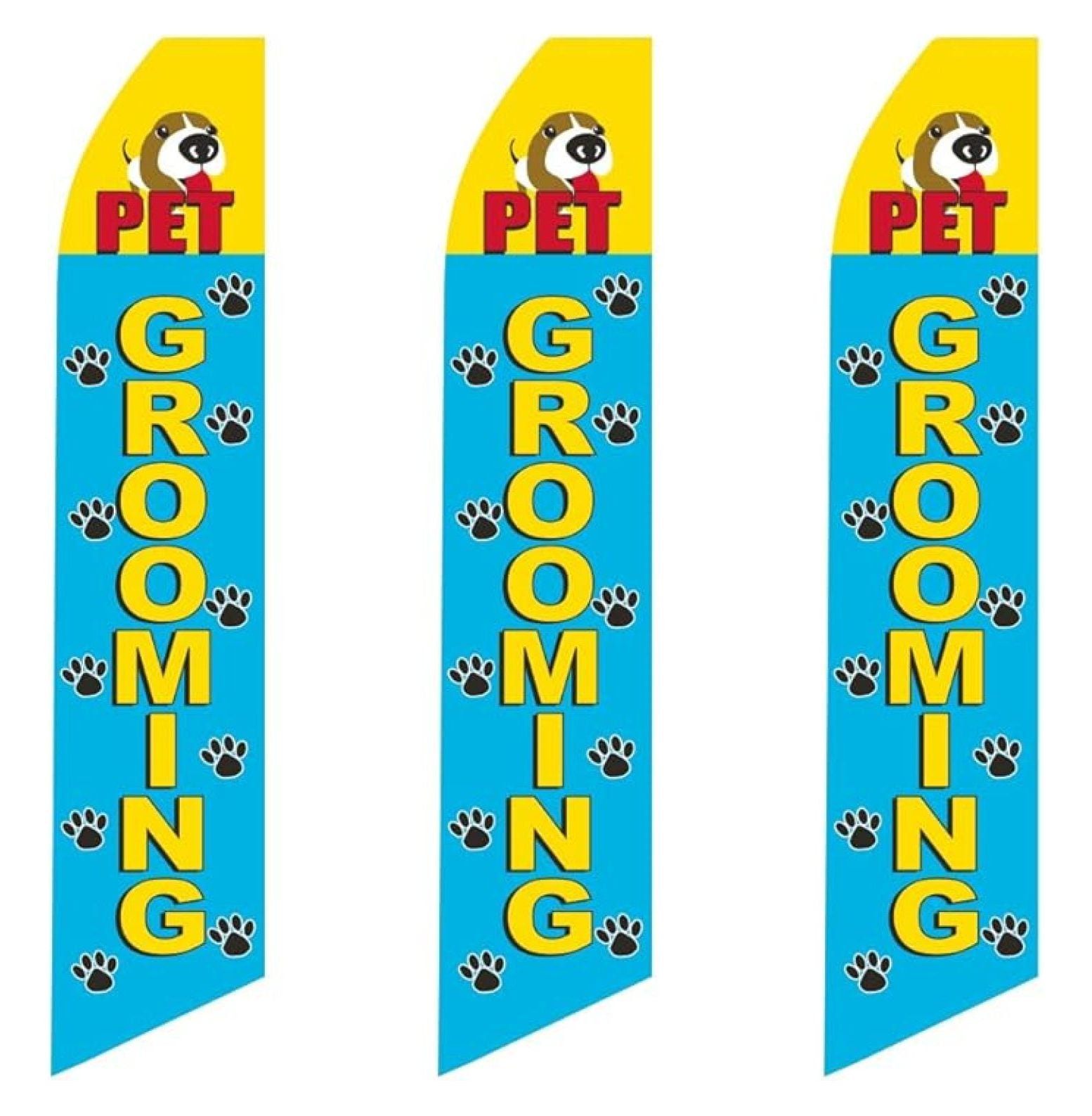 Pet Grooming Swooper Flags 3-Pack - Tall Advertising Banner Signs for ...