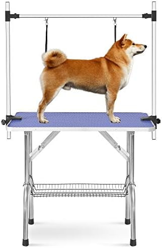 Pet Grooming Table, Portable Adjustable Foldable Pet Groom Table Stand ...