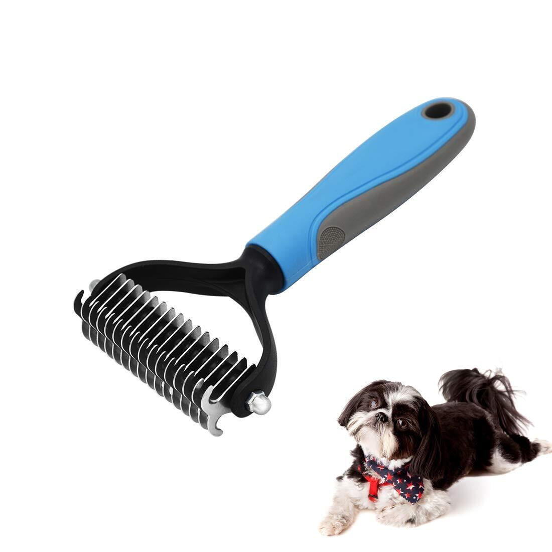 Pet Grooming Tool - 2 Sided Undercoat Rake for Cats and Dogs - Safe ...
