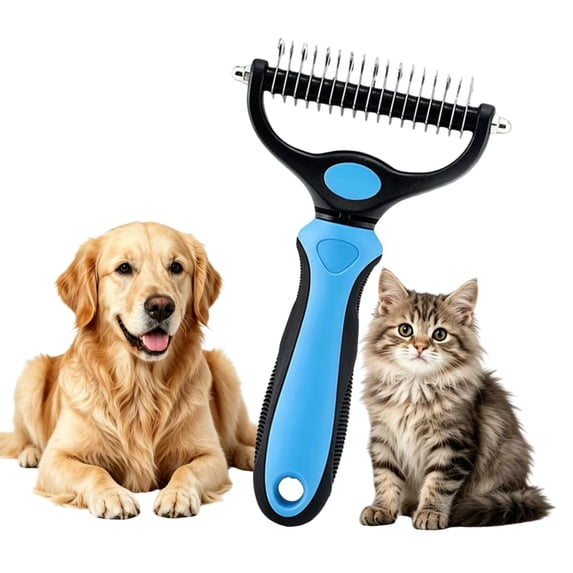Pet Grooming Tool for Dogs & Cats, Double Sided Deshedding Brush with ...