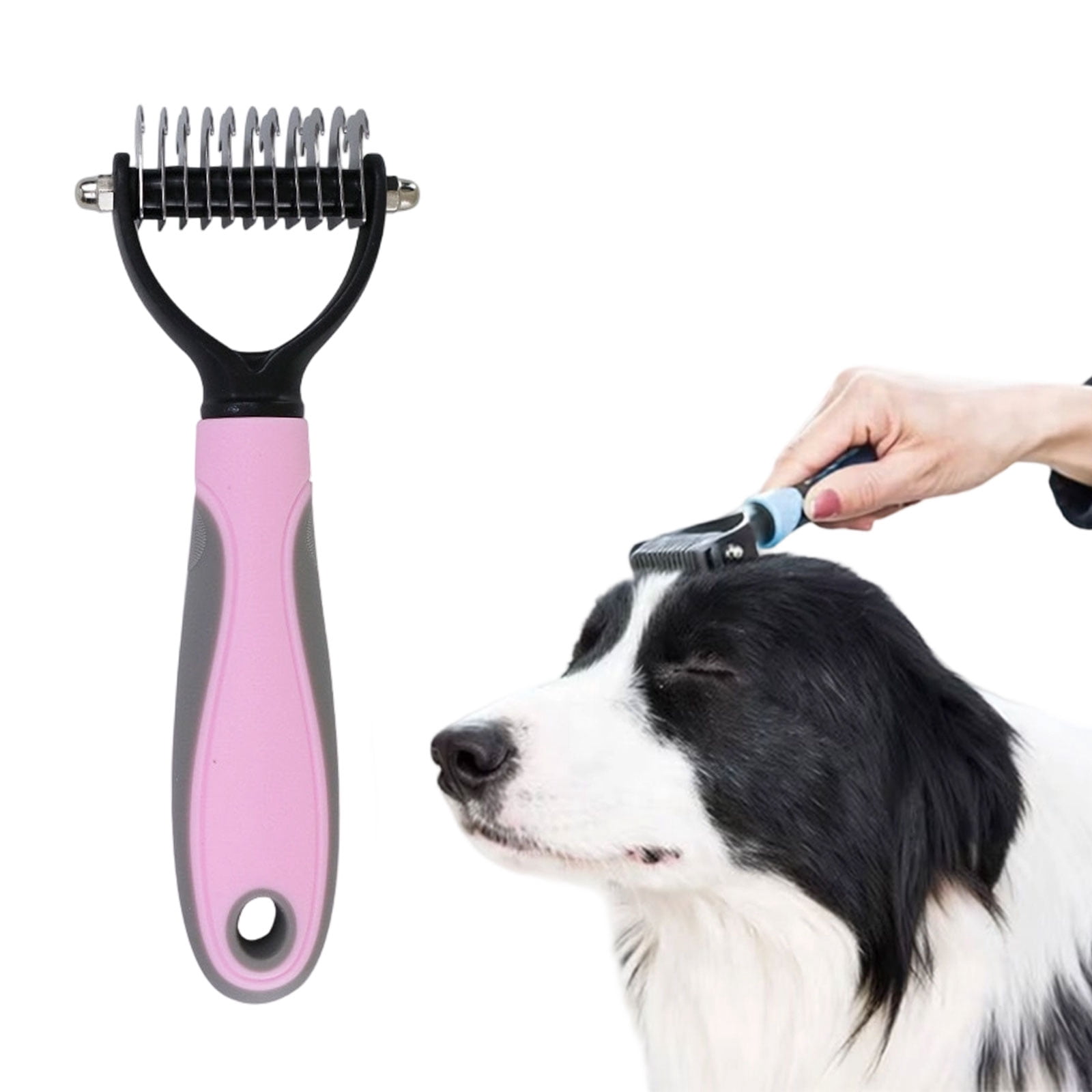 Pet Grooming Tool, Double-Sided Shedding & Dematting Undercoat Rake for ...