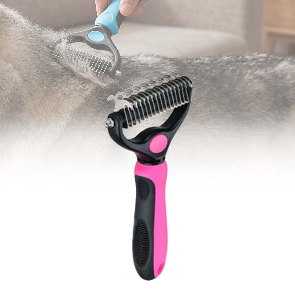 Pet Grooming Tool, Dual-Sided Deshedding and Dematting Brush, Stainless ...