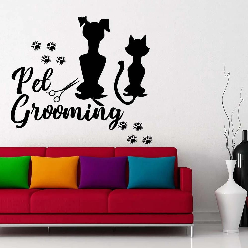 Pet Grooming Wall Decal Dog Cat Pets Salon Shop Interior Decor Door ...
