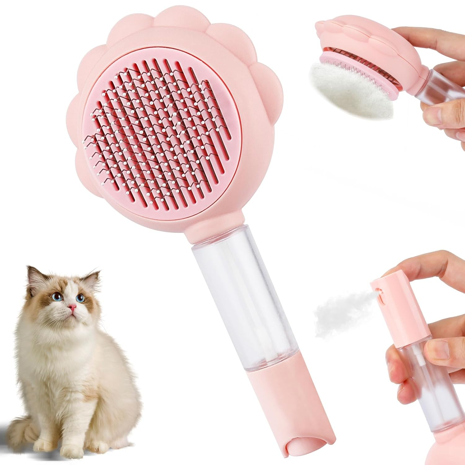 [One Button Hair Removal] Pet Grooming Brush, Pumpkin Shaped Cat Comb ...