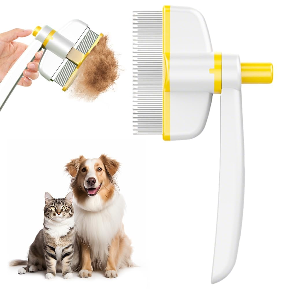 Pet Hair Comb, 2025 Upgraded Wider Cat Flea Comb with Release Button ...