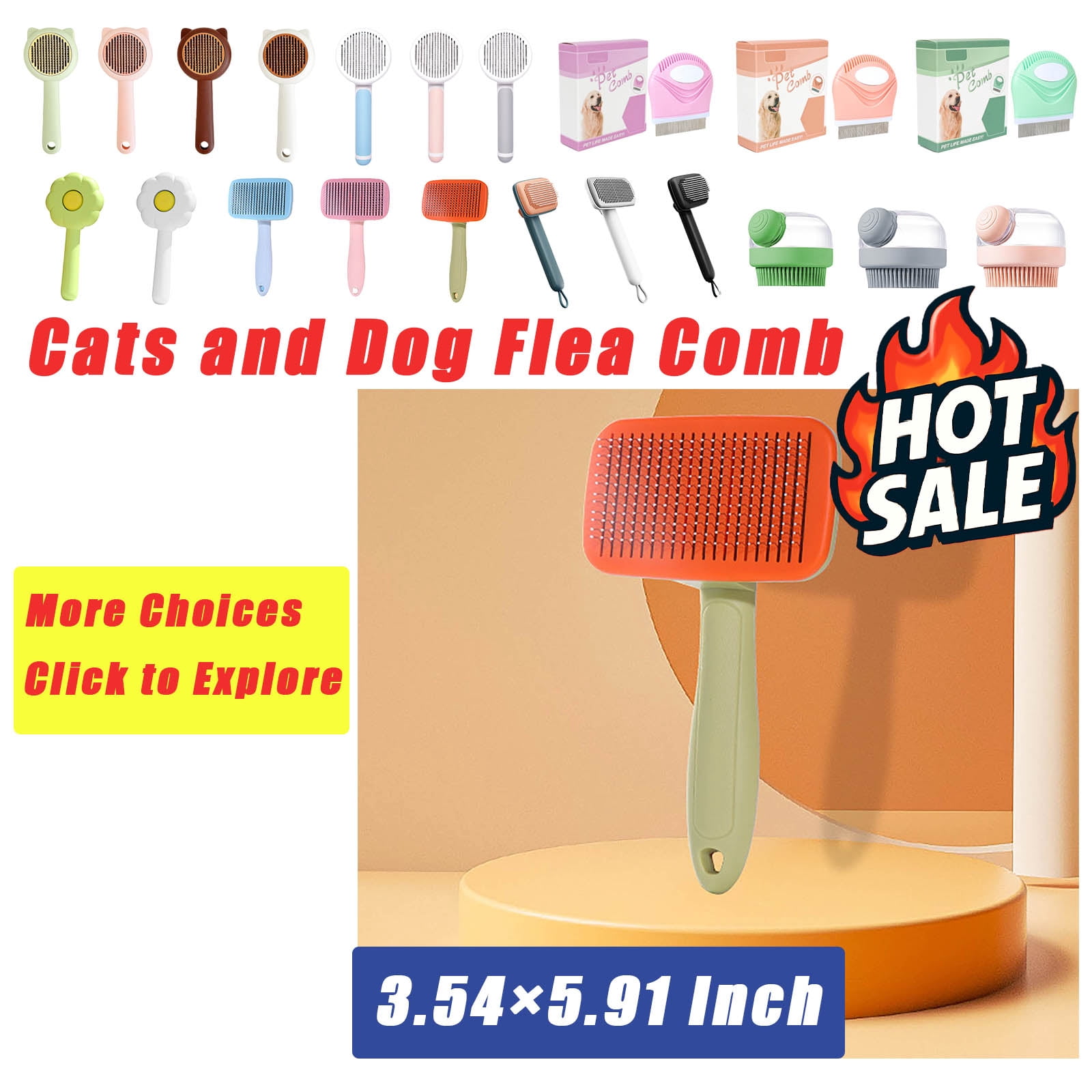 Pet Hair Comb,Dog and Cat Grooming Tool with Self-Cleaning Feature ...