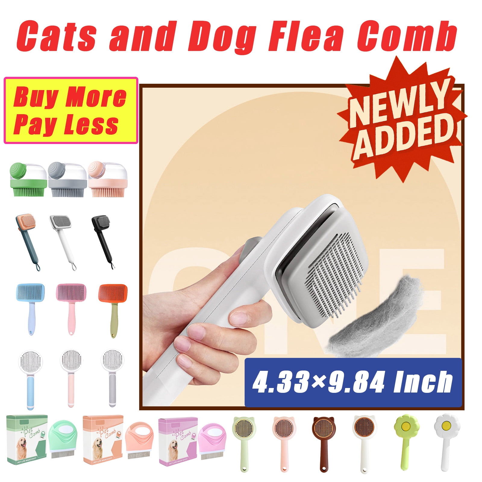 Pet Hair Comb,Self-Cleaning Pet Comb for Dogs and Cats,Stainless Steel ...
