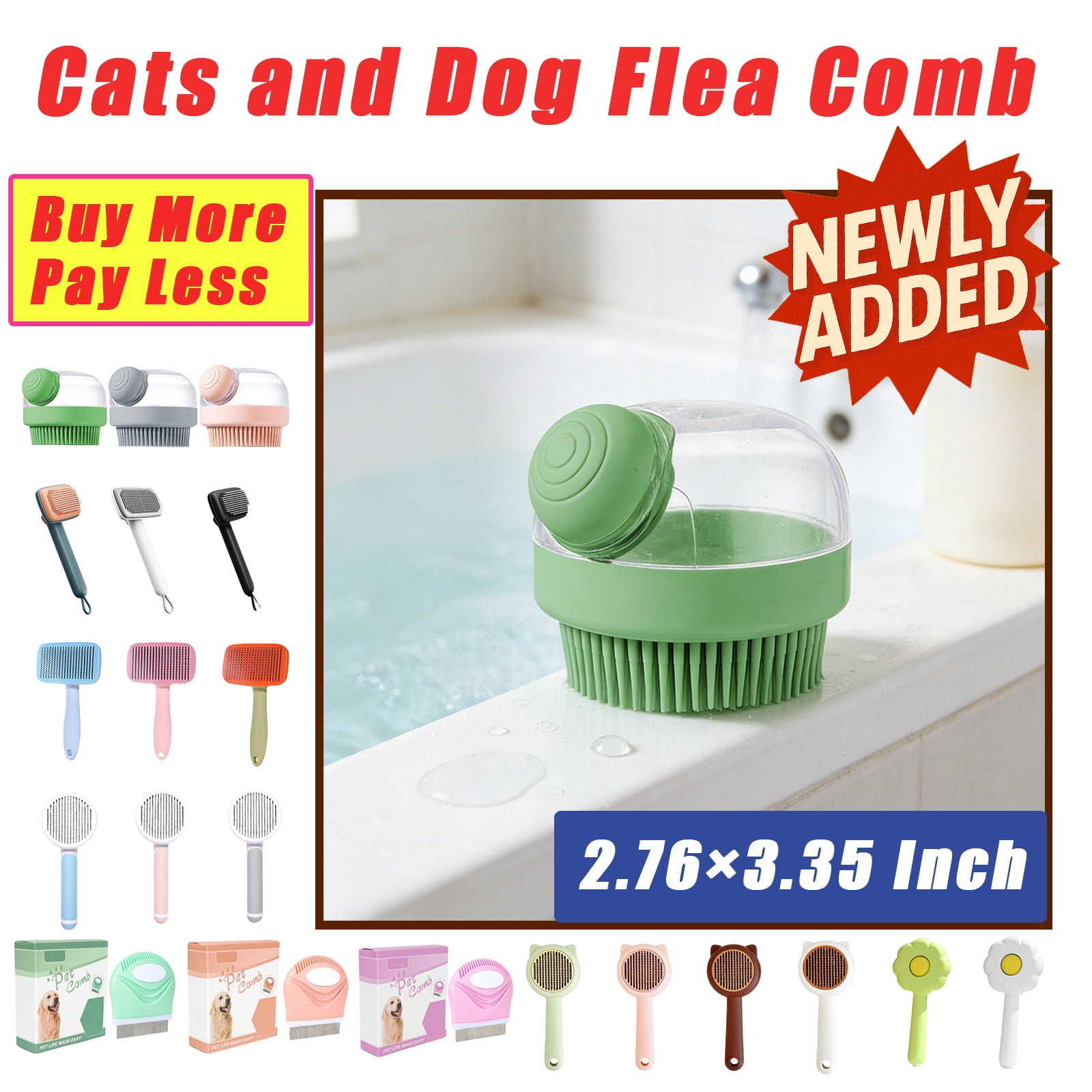 Pet Hair Comb,Stainless Steel Needle Grooming Comb,Self-Cleaning Button ...