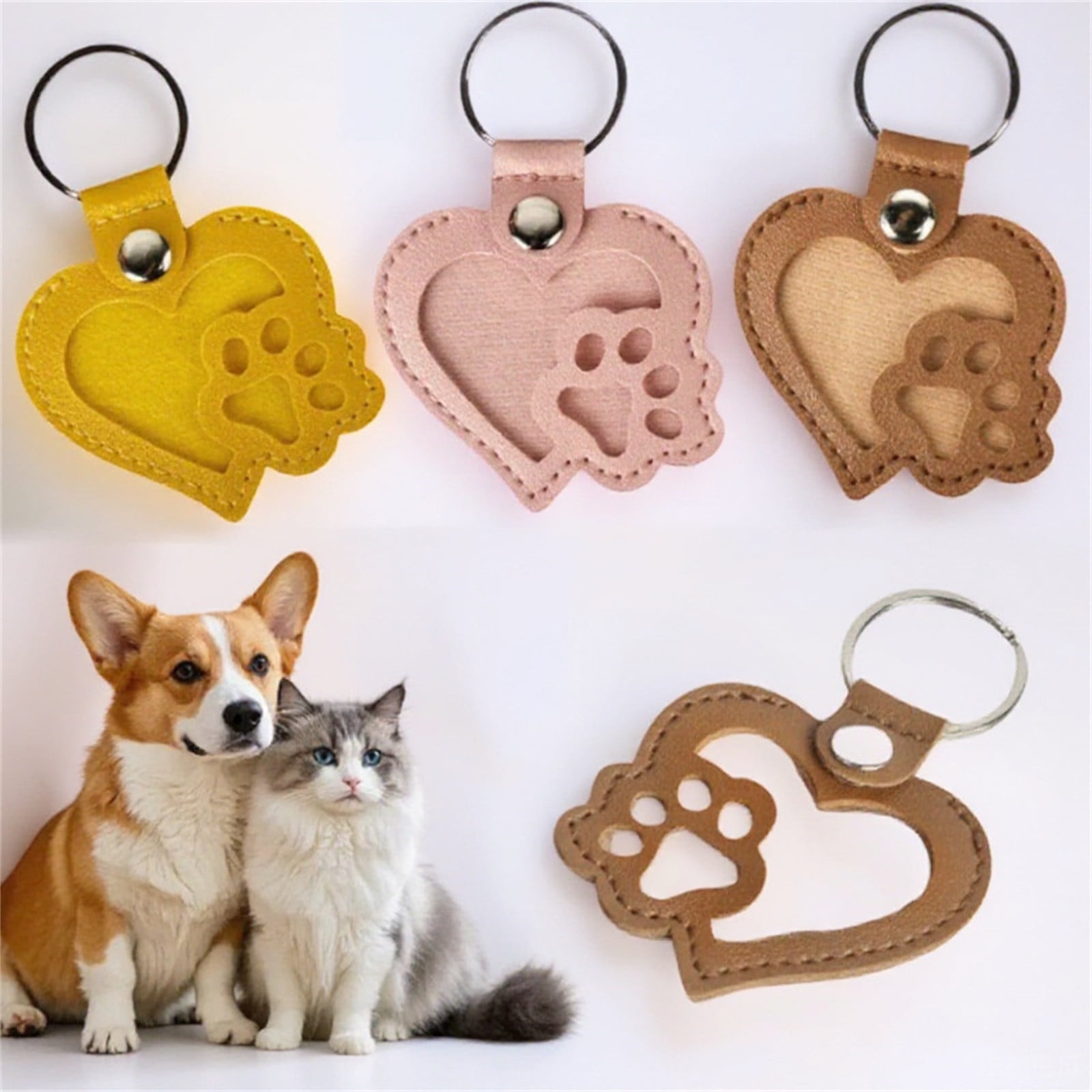 Pet Hair Keepsake Keychain, Leather Paw Keyring, Pet Memorial Gift ...